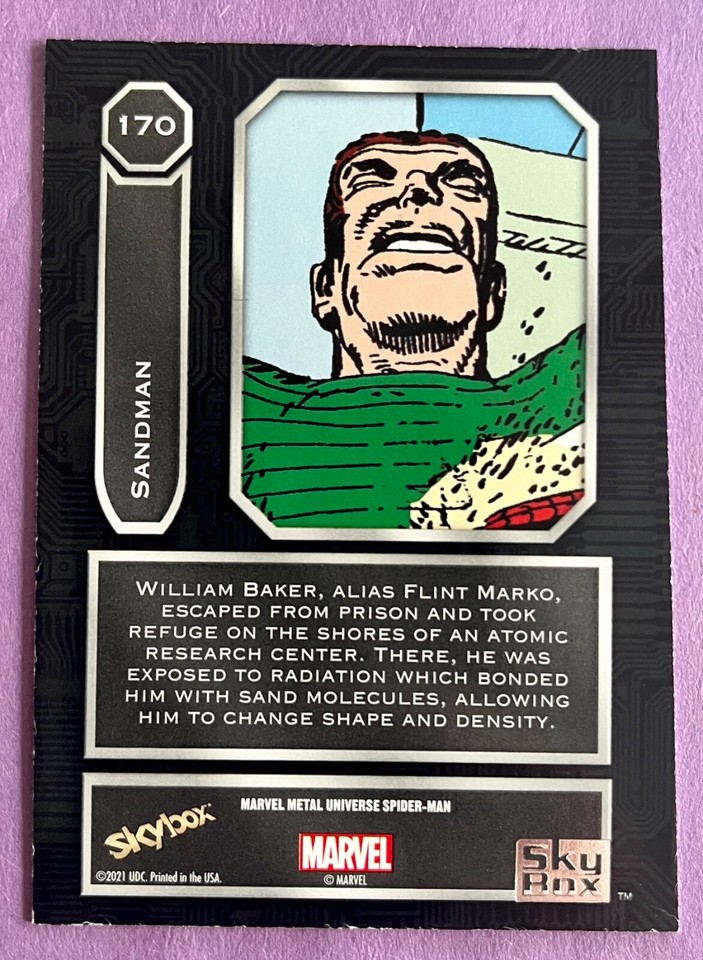 Sandman 2021 Upper Deck Marvel Metal Universe Spider-Man FX GOLD SP ...