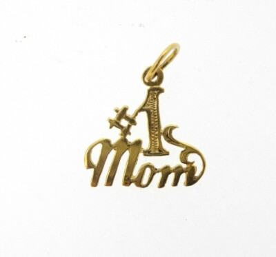 Charm 14kt yellow gold #1 MOM script letters mother | eBay