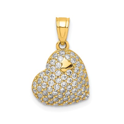 10k Yellow Gold Cubic Zirconia | CZ | Micro Pave Domed Slanted Heart ...