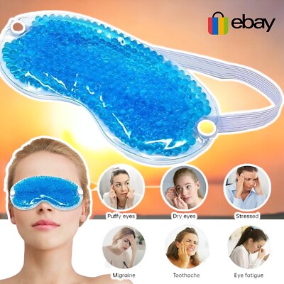 Gel Bead Heating Cooling Sleep Mask Reusable Hot Cold Ice Pack Puffy ...
