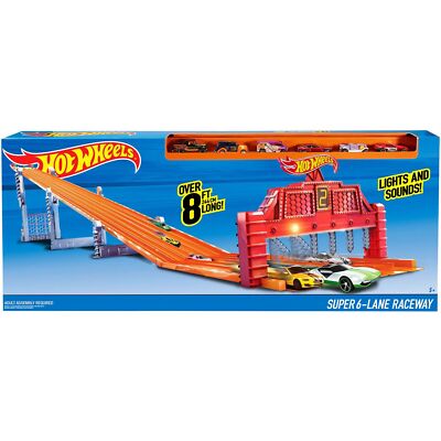 Hot Wheels Super 6-Lane Raceway Track With 6 Cars (IN STOCK) | eBay
