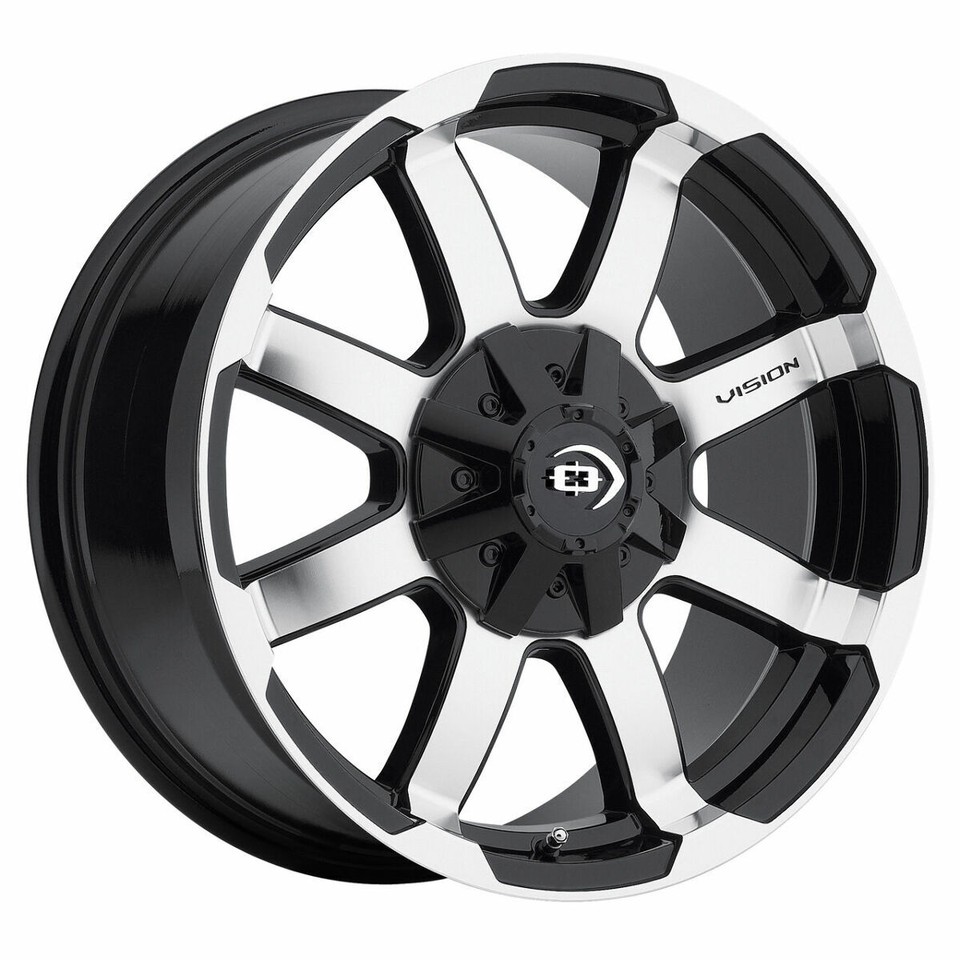 Set 4 16" Vision Off-Road 413 Valor Gloss Black Machined 16x6.5 5x160 ...