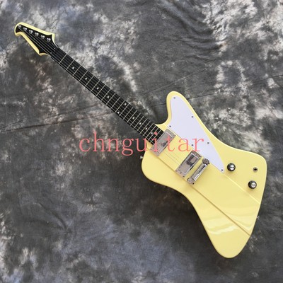 Cream Yellow Firebird Electric Guitar 6 Strings Mahogany Neck Chrome ...
