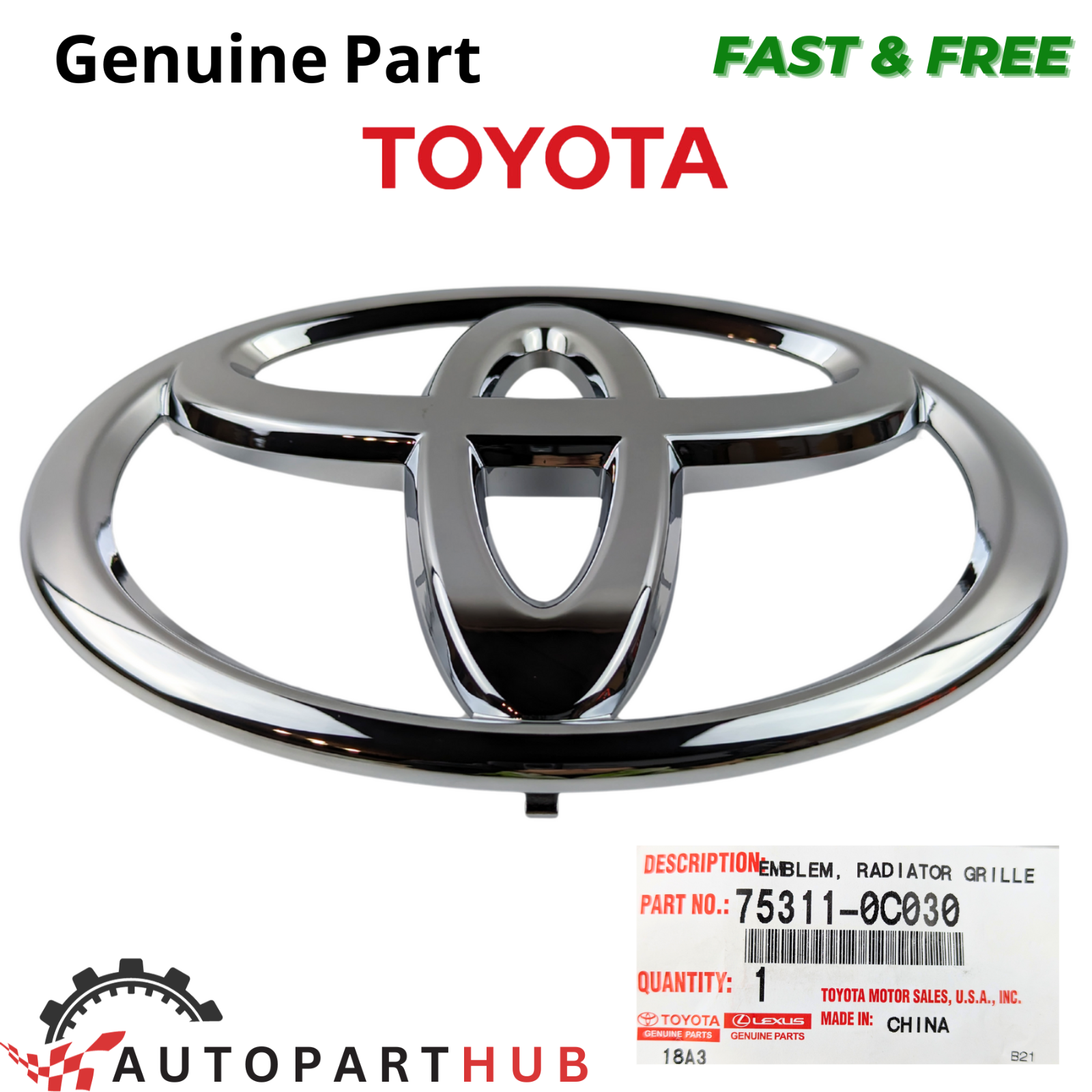 GENUINE TOYOTA SEQUOIA TUNDRA TACOMA CHROME FRONT GRILLE EMBLEM OEM ...