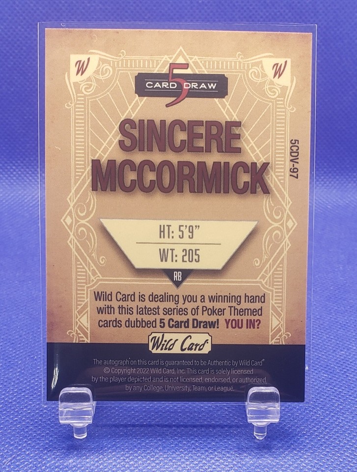 2022 Wild Card 5 Card Draw SINCERE MCCORMICK Auto 1/5 UTSA Las Vegas ...