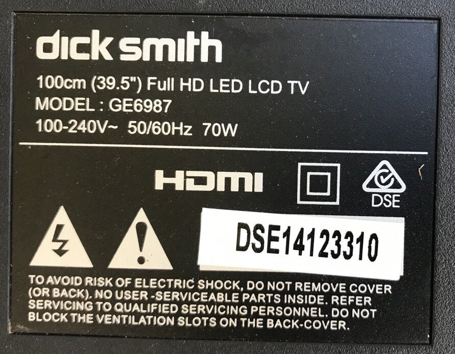 Genuine Dick Smith 39.5" TV GE6987 Speakers and keyboard assembly with ...