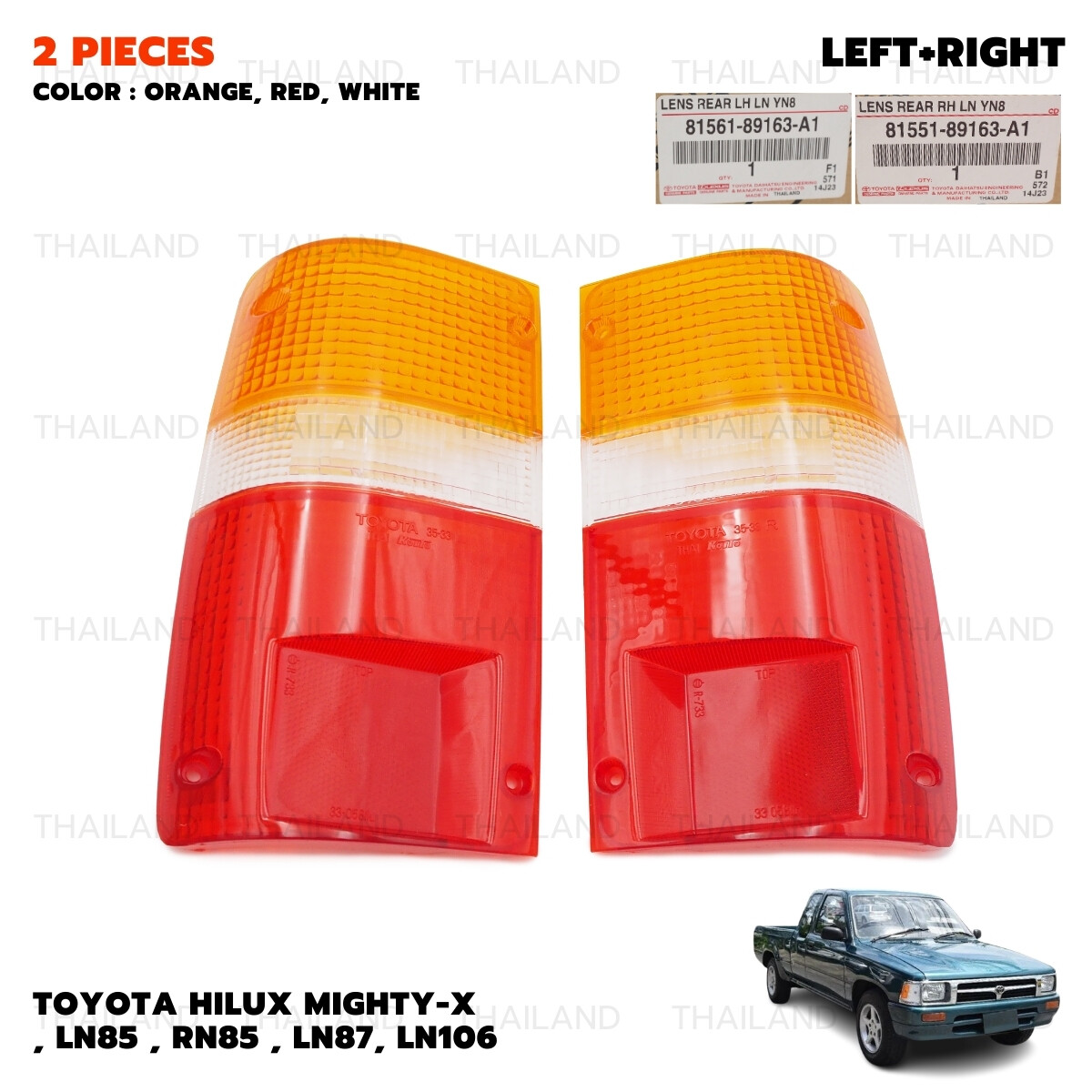 Fits Toyota Hilux RN85 LN85 87 106 1989 - '96 Pair Lens Tail Lamps ...