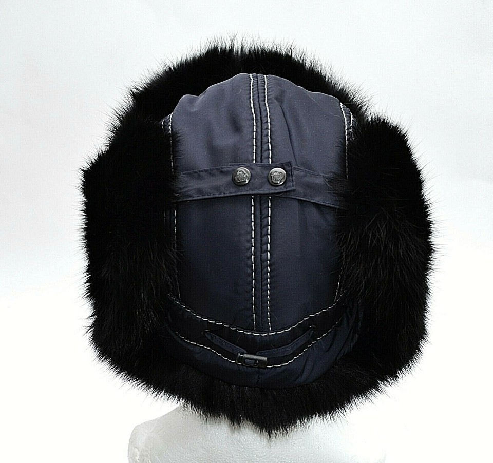 Men Winter Real Fur Ear Flap Ushanka Rabbit Fur Aviator Trapper Hat ...