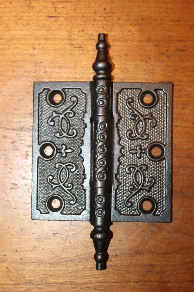 Ornate 3-1/2" X 3-1/2" Victorian Fancy Steeple Tipped Cast Iron Hinge E ...