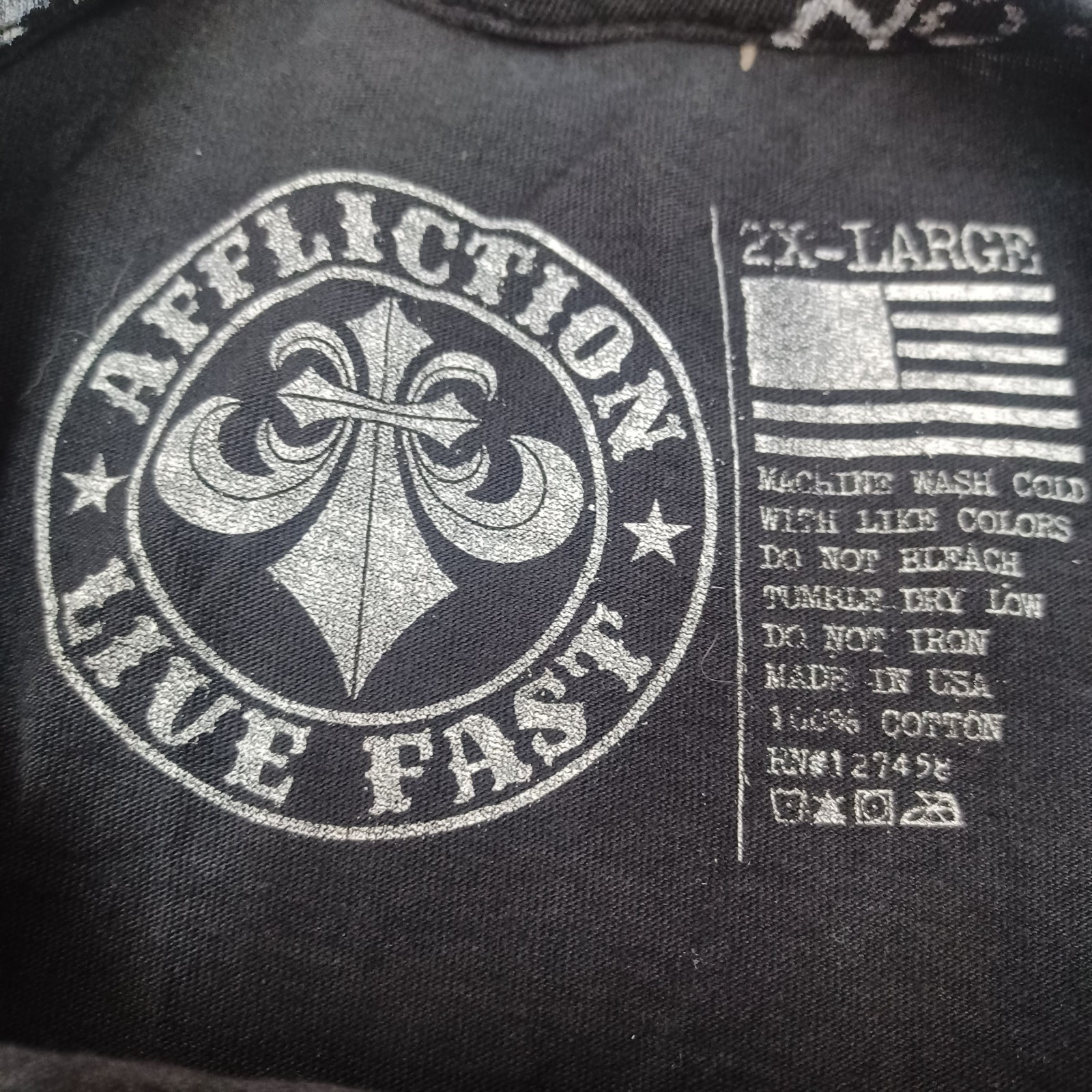 Affliction Shirt Mens 2XL XXL Live Fast Double Headed Eagle Rank Shield ...