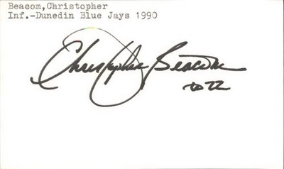 Christopher Beacom Signed 3x5 Index Card Cut Jays Autograph Den | eBay