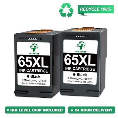 Compatible 2PK for HP 65XL Black ink for Deskjet 2600 3700 Envy 5000 ...