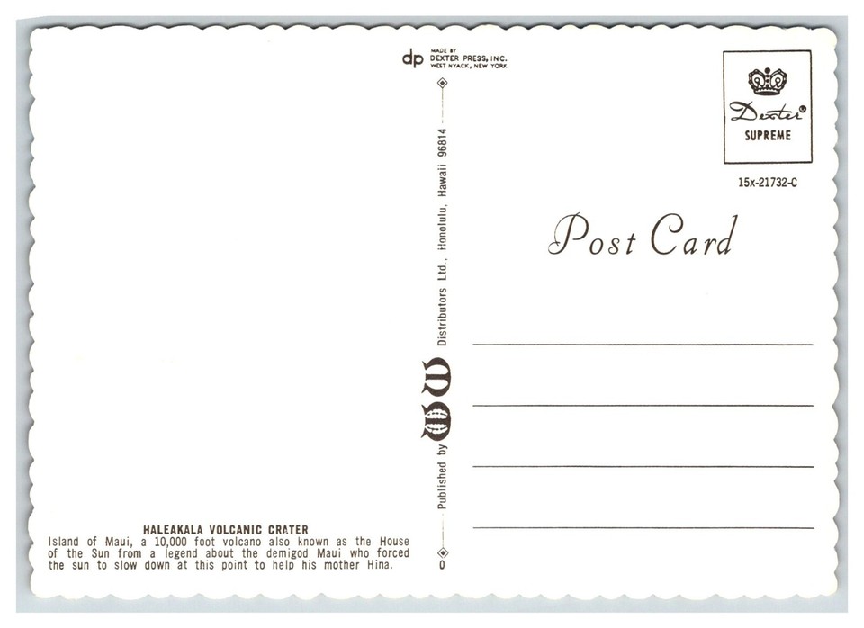 HAWAII HALEAKALA NATIONAL PARK crater volcano Scallop UNPOSTED ...