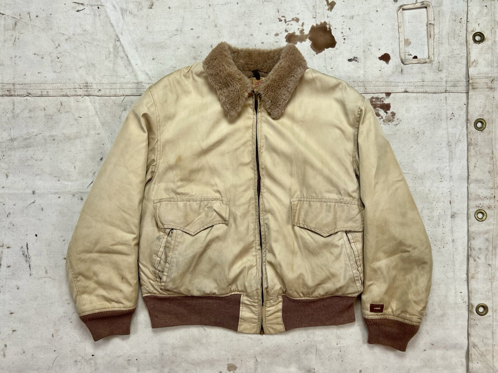 VTG 40’s Fur Lined Flight Jacket Bomber Mens B-15 Sty… - Gem