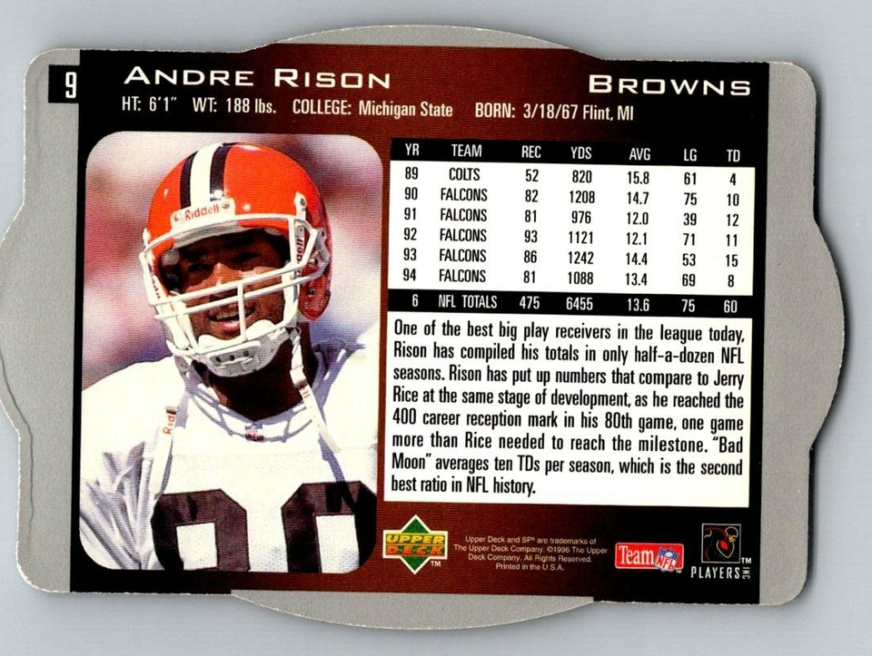 1995 NFL Upper Deck SPX Hologram Andre Rison #9 Cleveland Browns 95-SPx ...