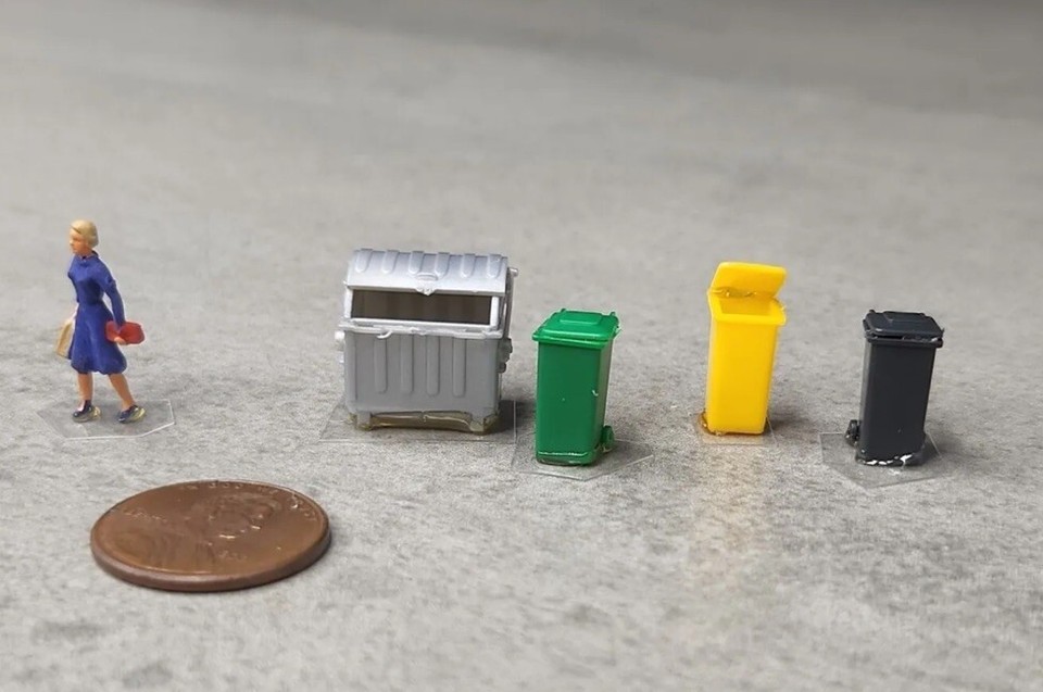 HO Scale Trash Cans set Miniatures | eBay