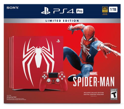 Sony PlayStation 4 Pro Limited Edition Marvel's Spider Man 1TB Red ...