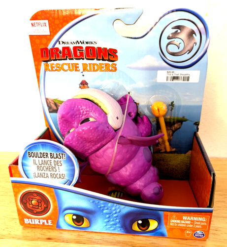 DRAGONS Rescue Riders - BURPLE Dragon Action Figure with Projectile ...
