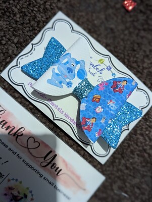 Handmade Blues Clues Blue Glitter Hair Bow Clip | eBay UK