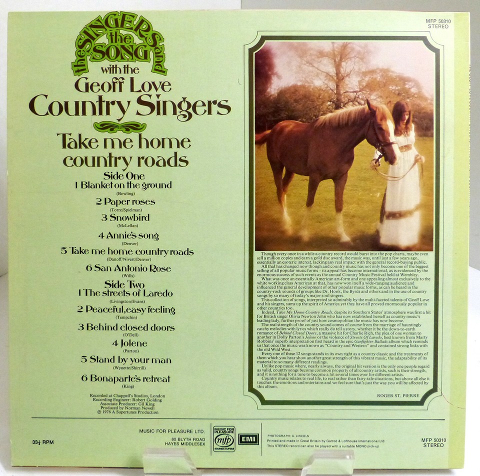 1976 Geoff Love "Take Me Home Country Roads" MFP 50310 Mint Stereo LP ...