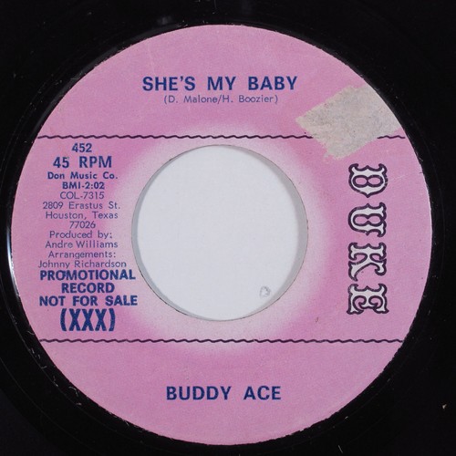 Soul Funk 45 BUDDY ACE She's My Baby DUKE promo HEAR e | eBay