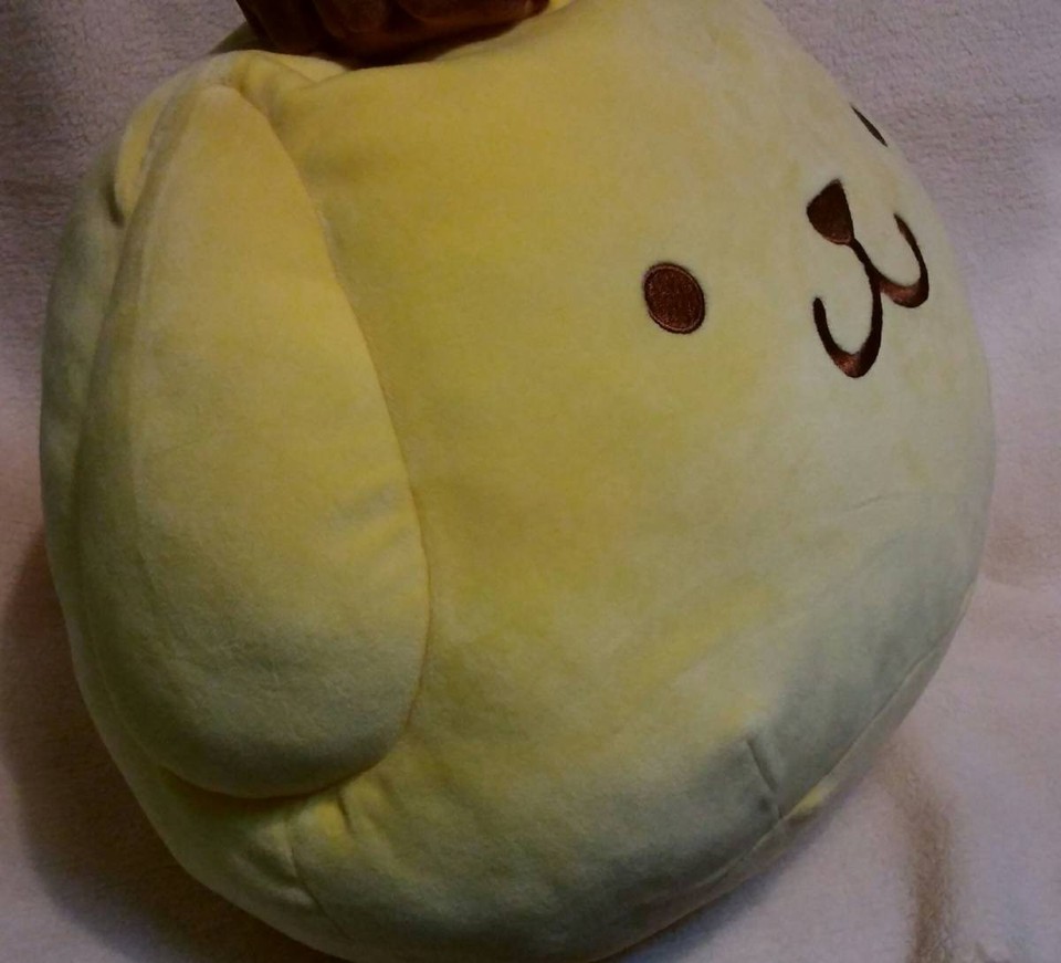 Rare Sanrio Pompompurin Face Cushion Flower Manju Cushion Embroidered ...