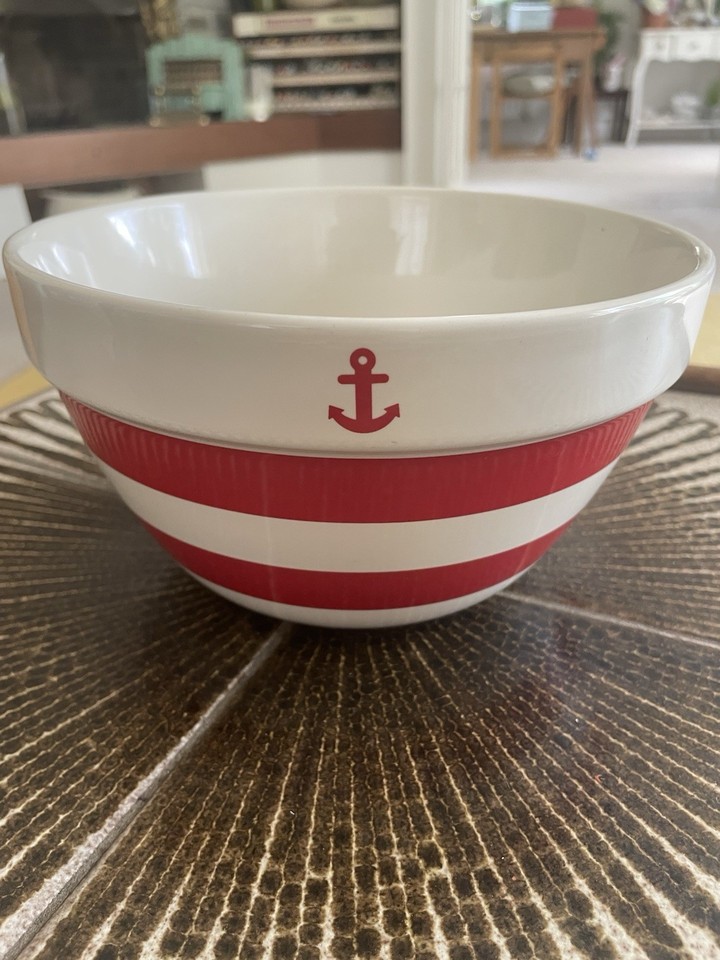 Vintage Medium/Large Anchor Mixing Bowl red Striped | eBay UK