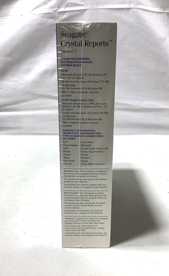 Seagate Software Crystal Reports Professional Upgrade Version 7 ~ NEW ...