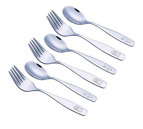 Children's Flatware 6pcs - 3 x Forks 3 x Spoons - Toddler Utensil ...