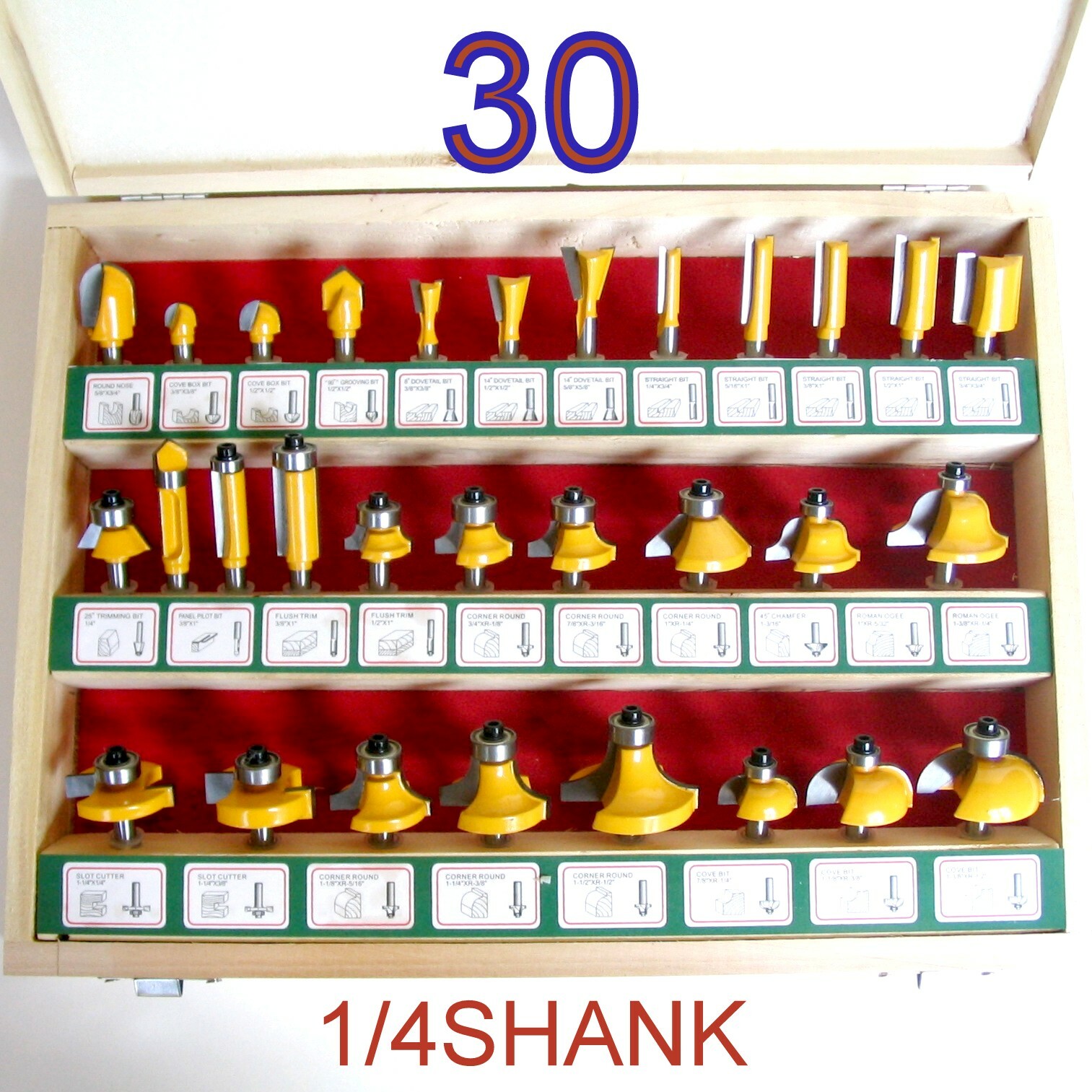 30 pc 1/4 Shank Carbide tipped Router Bit Set sct-888 | eBay