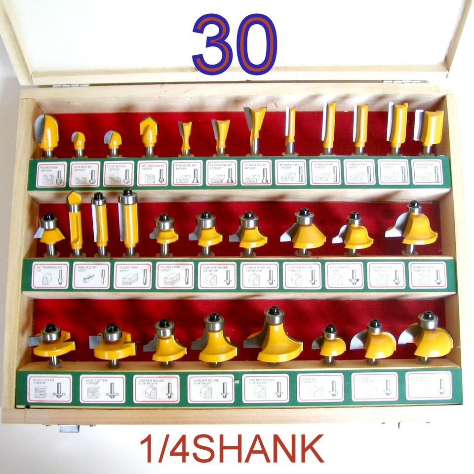 30 pc 1/4 Shank Carbide tipped Router Bit Set sct-888 | eBay