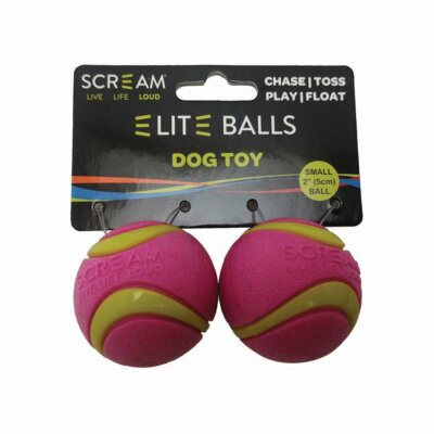Scream Elite Balls Interactive Dog Toy Loud Green & Pink Small 5cm 2 ...