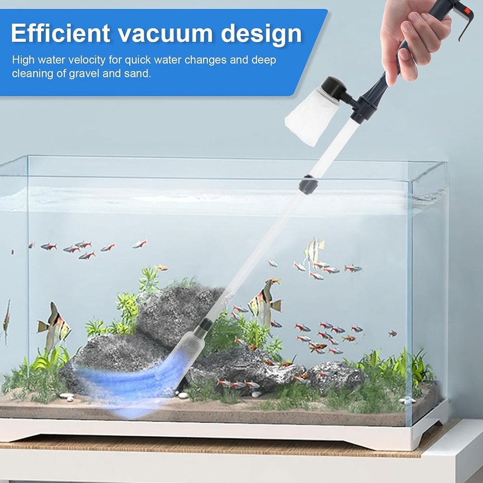 Electric Aquarium Vacuum Gravel Cleaner Adjustable Automatic Fish Tank ...