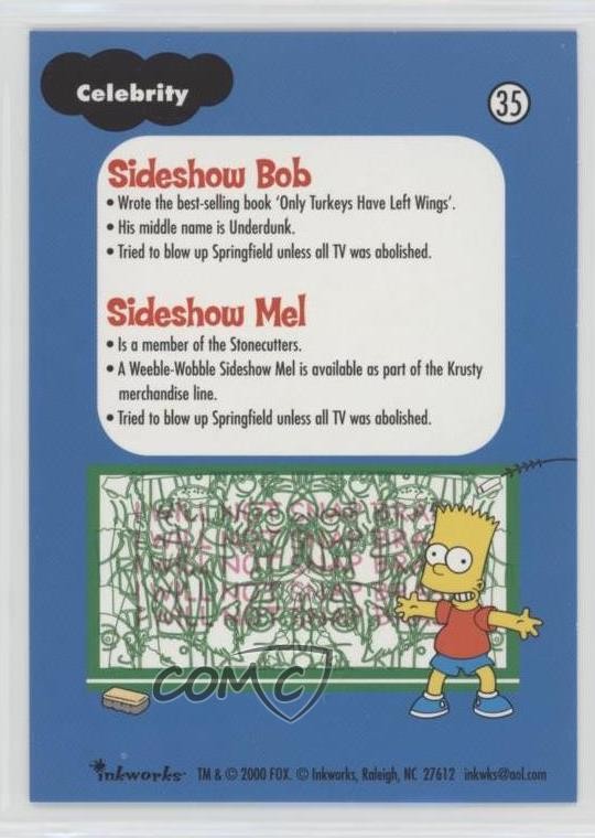 2000 Inkworks The Simpsons Sideshow Bob Sideshow Mel #35 02b4 | eBay