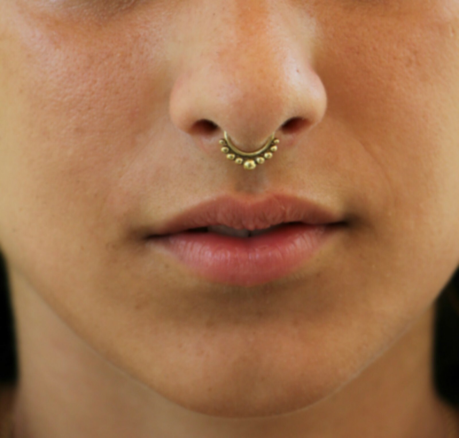 Septum Balls Brass 18g Tribal Pierced Nose Ring Handmade Jewelry Tragus ...