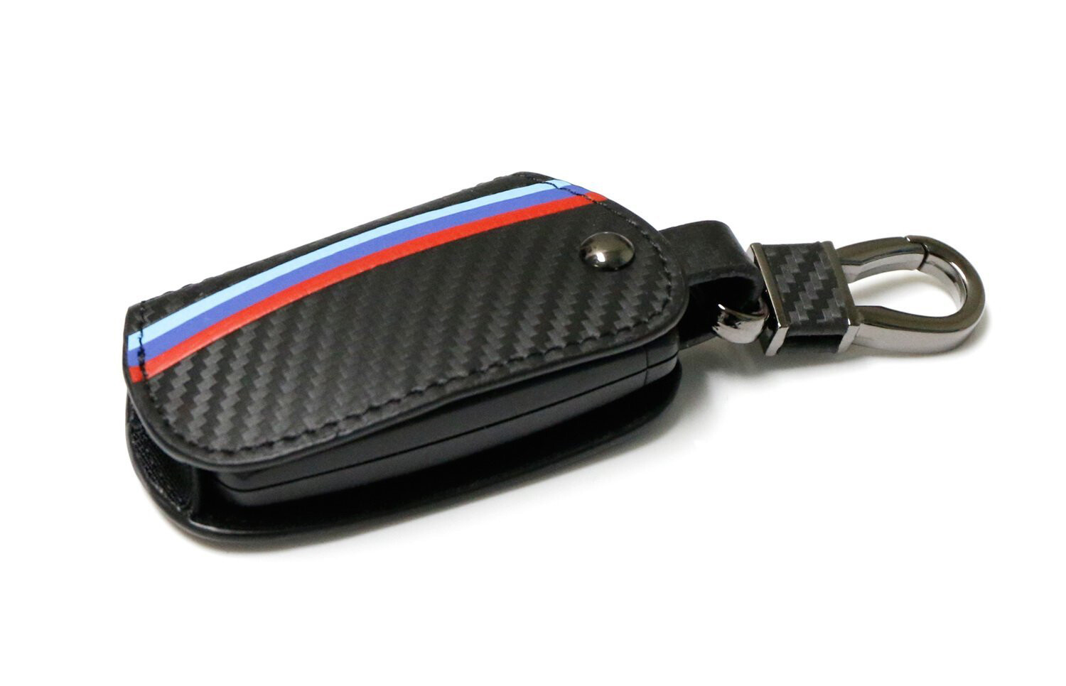 Carbon Leather Keychain Smart Remote Key Fob Cover For BMW 1/2/3/4/5/6 ...