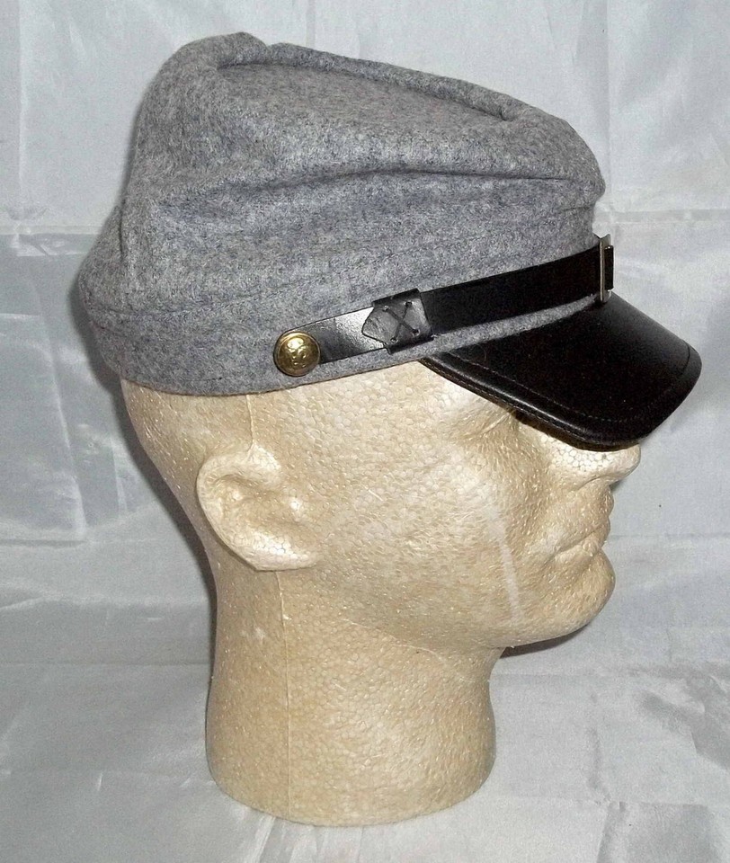 100% Wool Civil War Confederate Kepi Cap GRAY (Medium) - Civil War ...