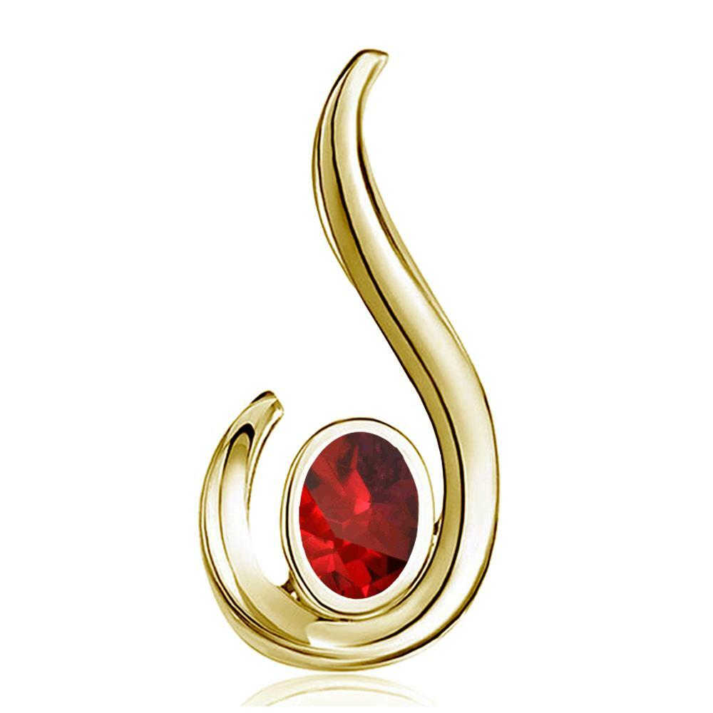 FANY Jewelry Women's July Birthstone Yellow Gold Ruby Stone 14 Solid ...