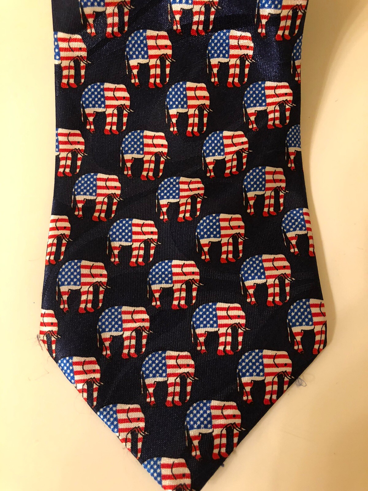 Steve Harris Hand Made Republican Flag Elephant Tie - Gem