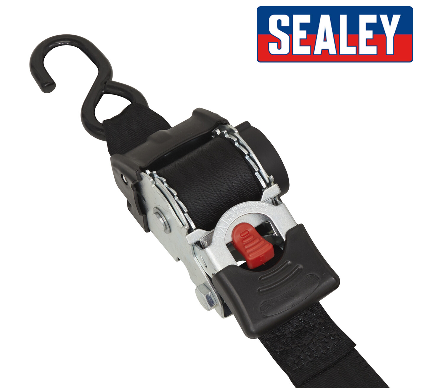 Sealey AUTO RETRACTABLE RATCHET STRAP TIE DOWN With HOOKS - LARGE 50mm ...
