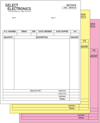 Printed 3-Part Forms, Custom 8.5" x 11" Carbonless Sets, black ink, NCR ...