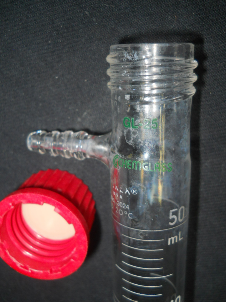 Chemglass PYREX Glass 50ml TD Graduated Cylinder Gas Drying Column ...