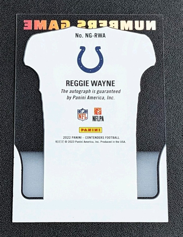 2022 Panini Contenders Reggie Wayne NG-RWA Numbers Game Autograph Colts ...