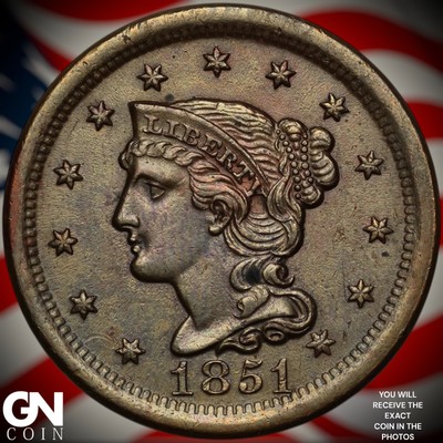 1851 Braided Hair Large Cent A0661 | eBay
