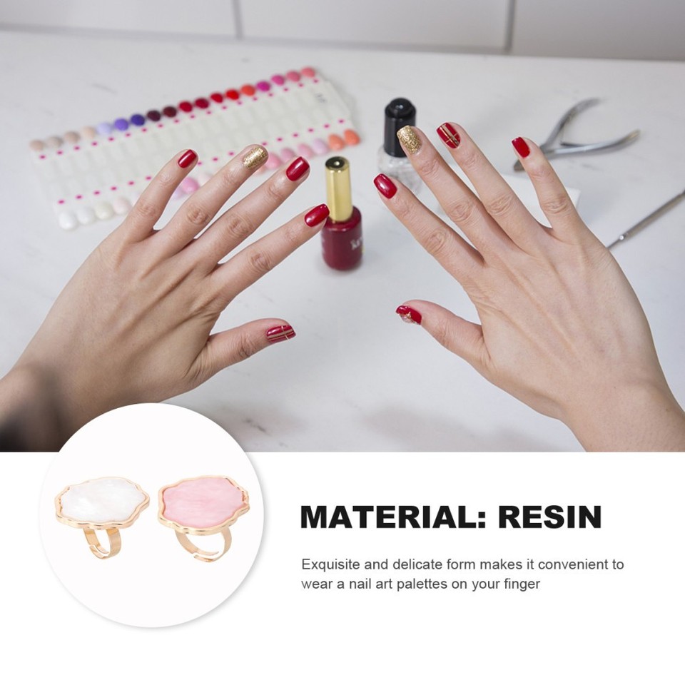 2 Pcs Resin Shell Marble Nail Art Finger Plate Color Mixing Tool | eBay ...