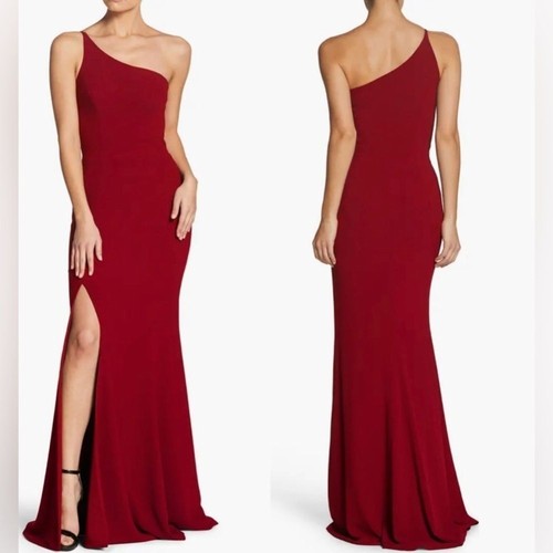 NWOT Dress the Population Amy One Shoulder Trumpet Gown red garnet S | eBay
