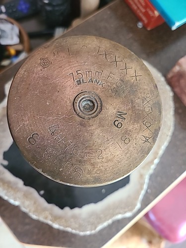 Vintage Trench Art Blank 1942 ,WW2 , 75MM Brass Inert Artillery Shell ...