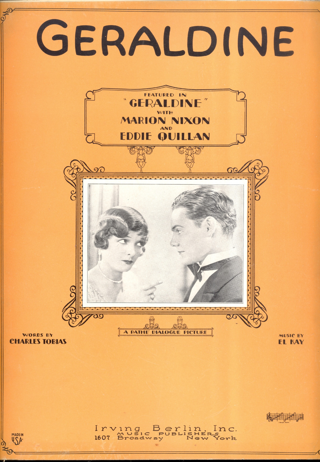 GERALDINE Sheet Music "Geraldine" Marion Nixon Eddie Quillan | eBay