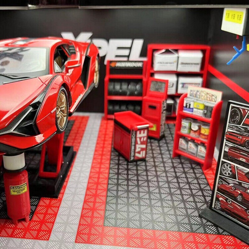 Diorama 1/18 Car Repair Model Set Garage Workshop Model Prop Accessory ...