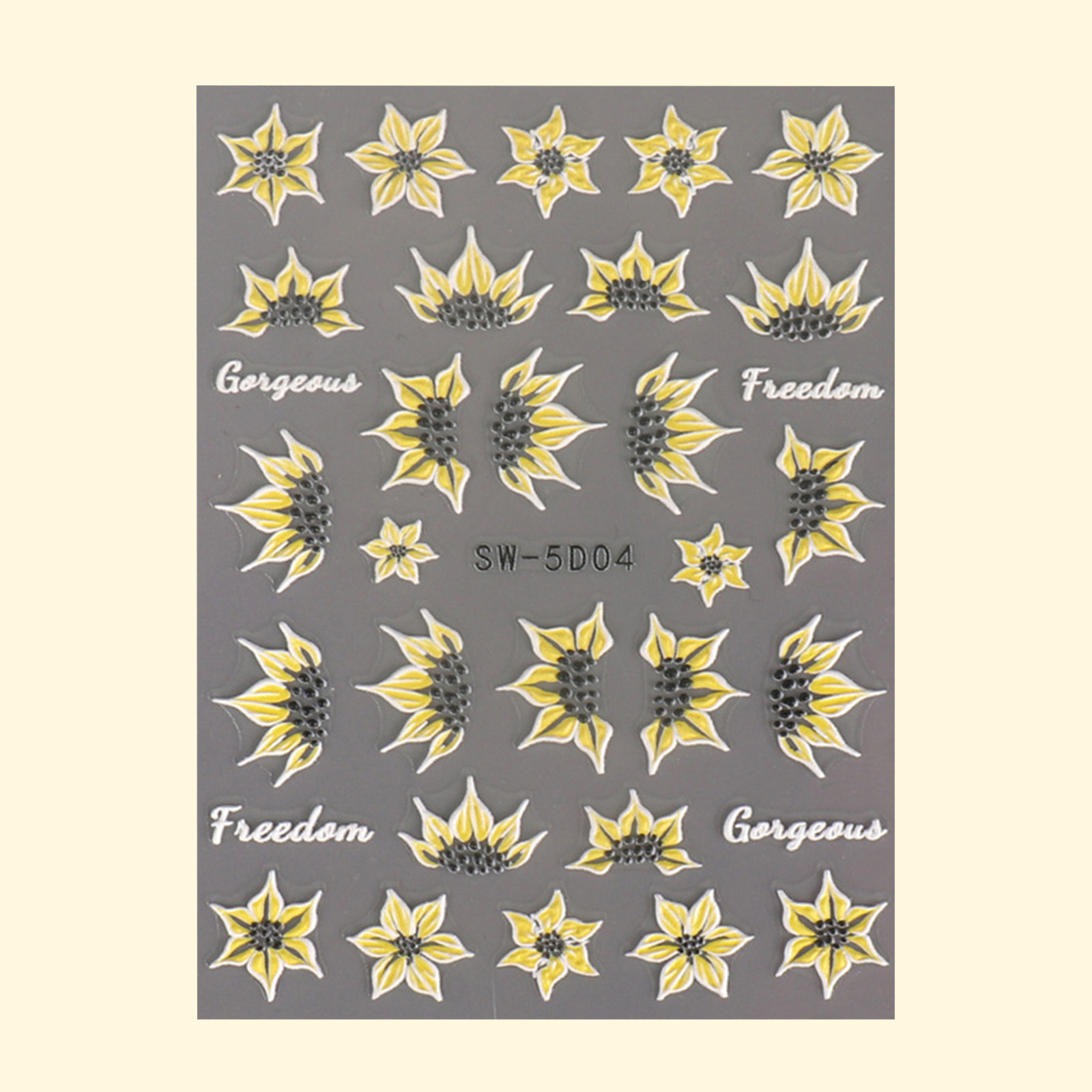 Nail Decal Easy Paste Diy Spring Summer Sunflower Floral Pattern ...